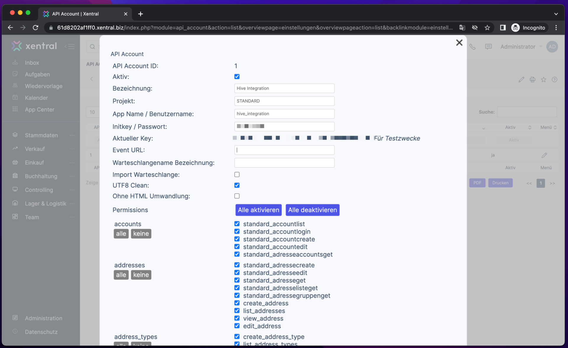 Xentral - Integration steps – Hive EN