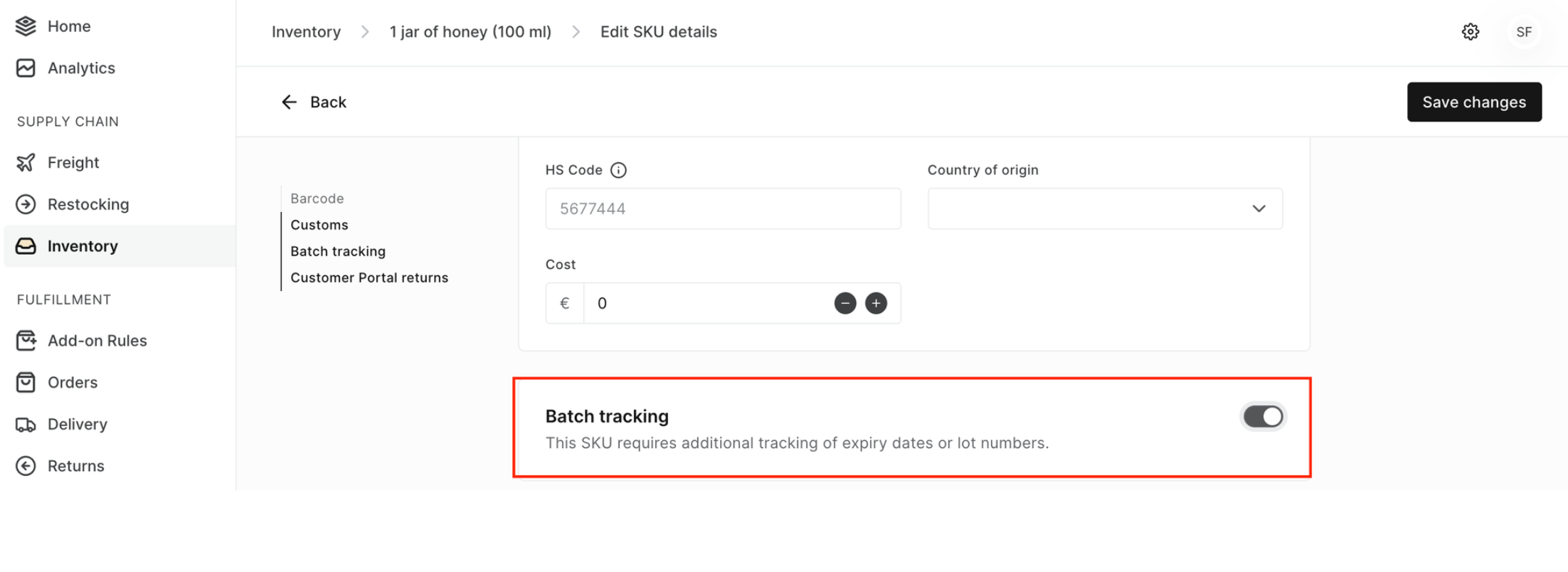 Set up batch tracking – Hive EN